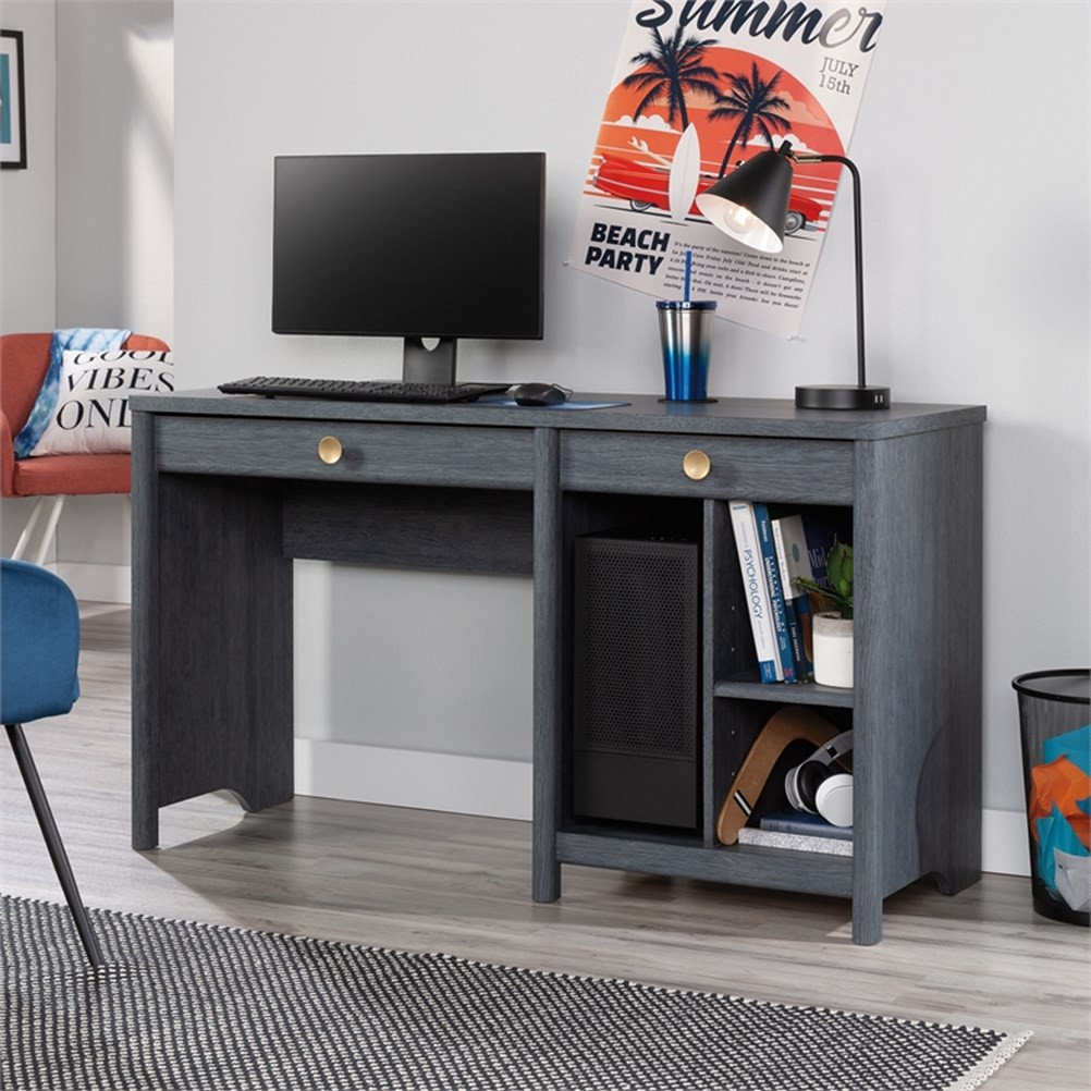 Sauder Dover Edge Engineered Wood Desk with 2-Drawers in Denim Oak ...
