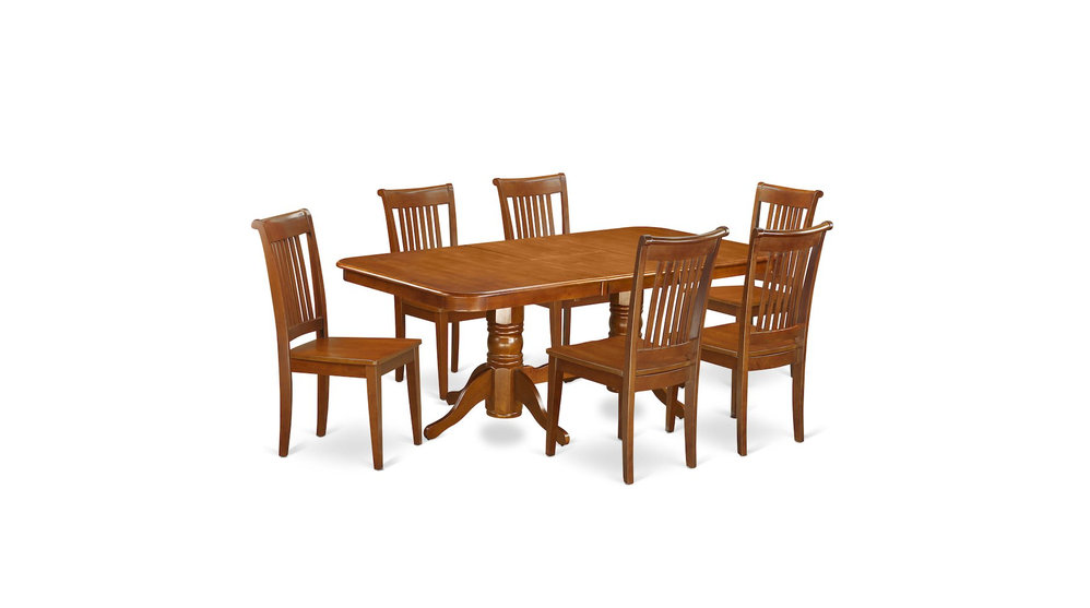 7-Piece Formal Dining Room Set Table, Leaf and 6 Chairs Without Cushion - Contemporary - Dining ...