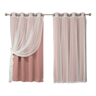 Gathered Tulle Sheer and Blackout 4-Piece Curtain Set, 63 ...