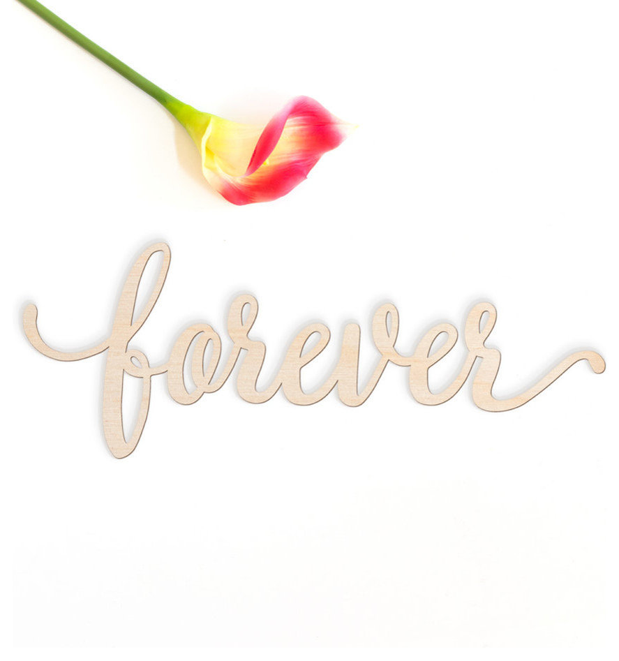 Forever Script Wood Cut Sign, 18"x7" - Contemporary - Novelty Signs ...