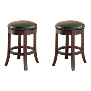 Set of 2 Counter Stools, Brown and Black - Transitional - Bar Stools ...