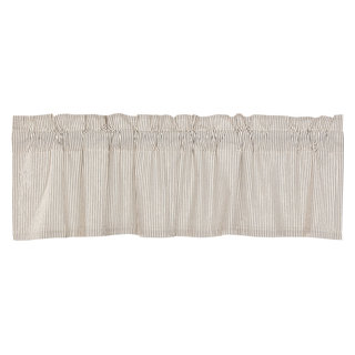 Hatteras Seersucker Blue Ticking Stripe Valance, 16x60, 16x60 - French ...