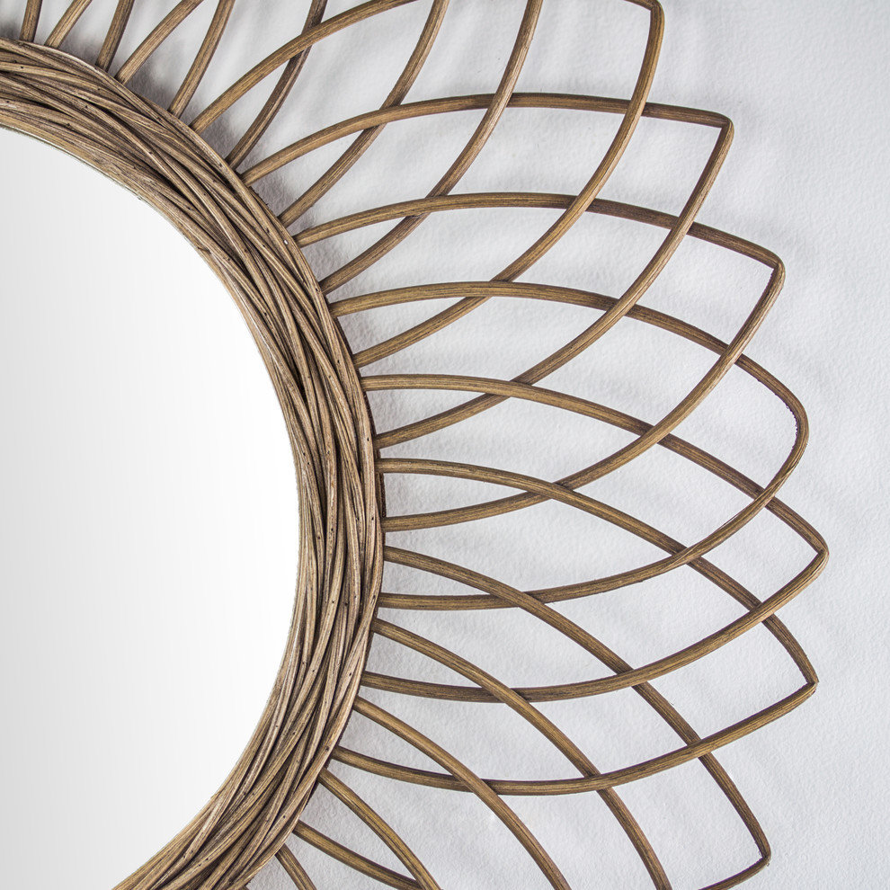 Woven Rattan Sunburst Accent Wall Mirror 24" - Tropical - Wall Mirrors ...