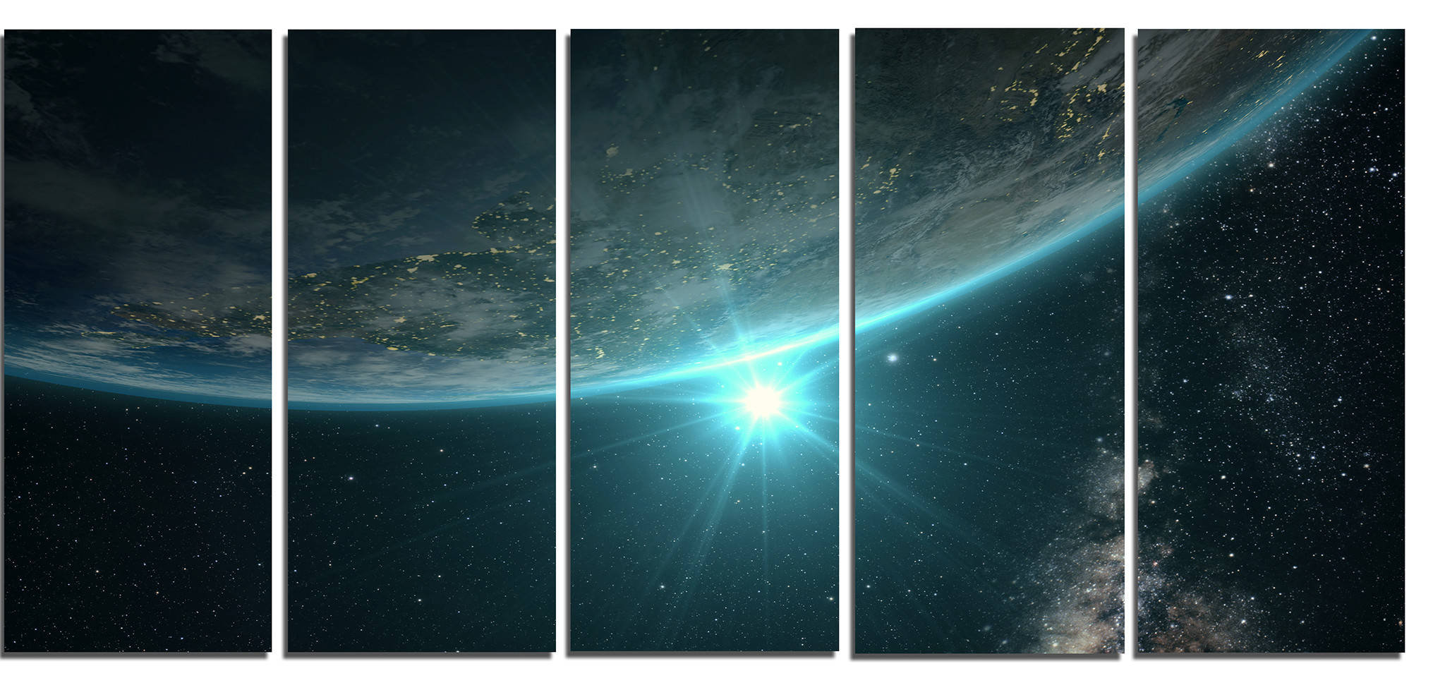 "Sunrise in Earth from Space" Metal Wall Art, 60"x28" - Contemporary ...