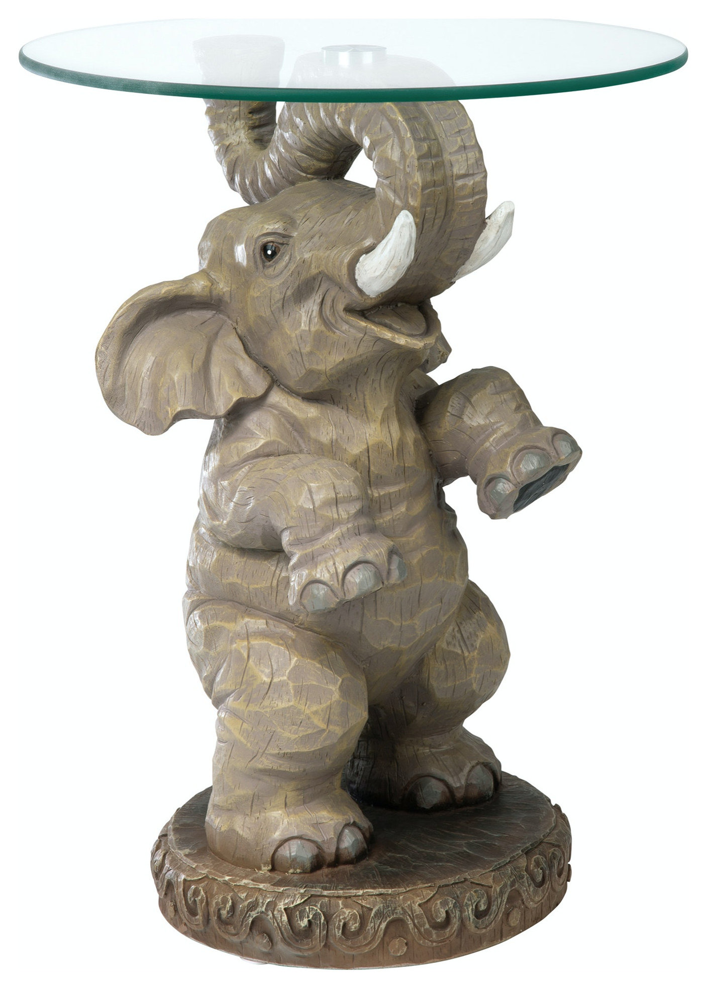 Good Fortune Elephant Glass-Topped Table - Contemporary - Side Tables ...