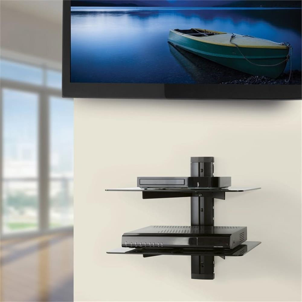 AVF Steel Wall Mounted AV Component Shelving System with 2 Shelves ...