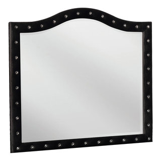 Deanna Button Tufted Dresser Mirror Black - Transitional - Wall Mirrors ...