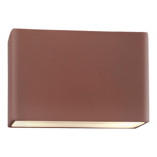 Really Big Wide Rectangle Outdoor Wall Sconce, Closed, 16", Canyon Clay ...