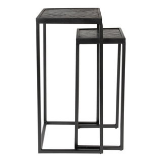 Wooden Chevron Side Tables (2) | DF Parker - Industrial - Coffee Table Sets - by Oroa ...
