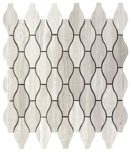 White Oak Tear Drop Marble Mosaic Tile, 12"x12", Set of 50 ...