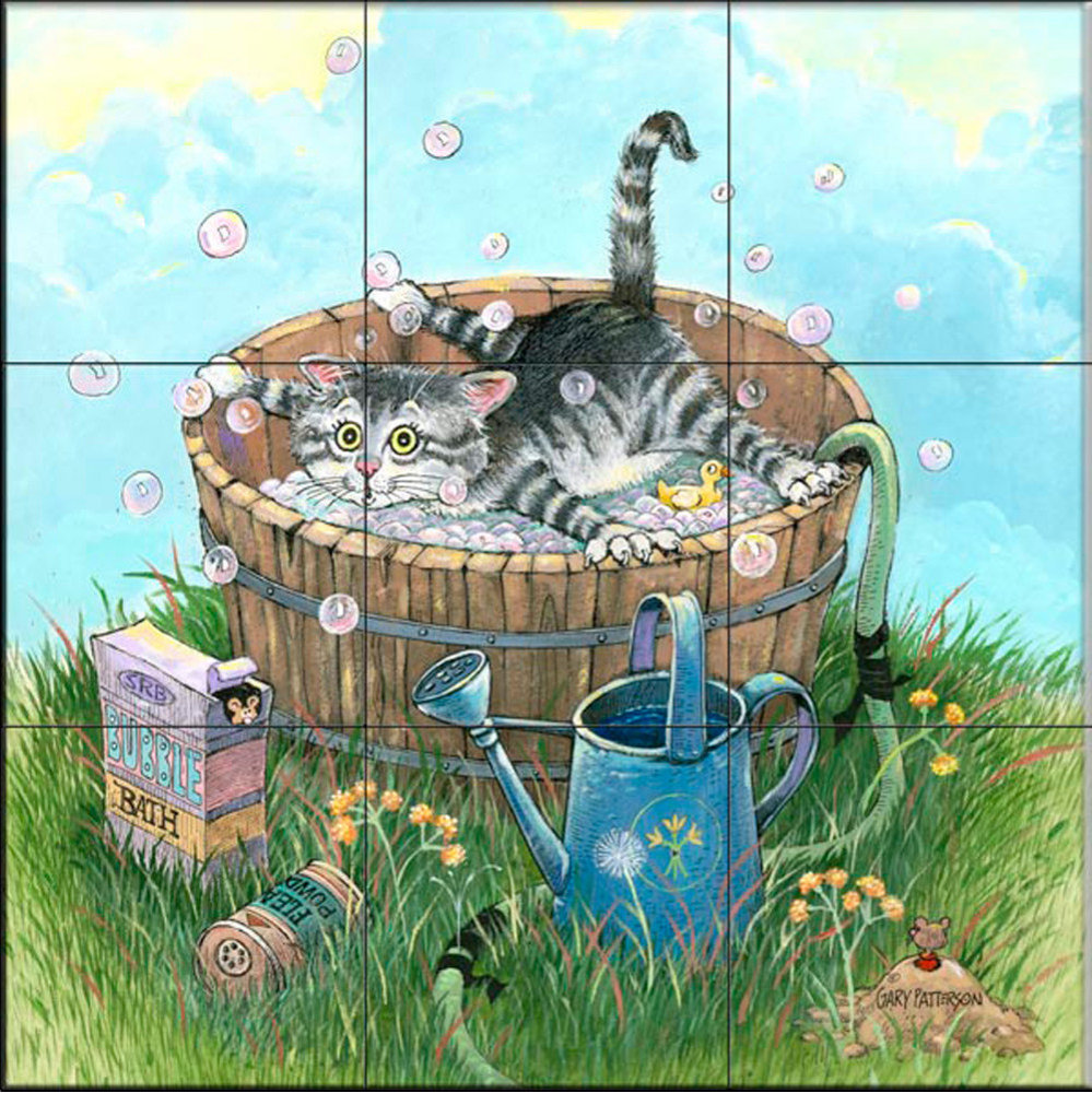 Tile Mural, Bath Time Ii by Gary Patterson, 12.75" x 12.75" (9 Tiles ...