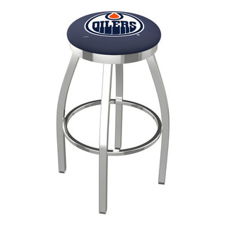 Holland L8C2C Edmonton Oilers 25" Swivel Counter Stool - Chrome ...