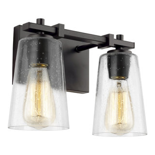 Mercer Bath Vanity Light, 2-Light, Oil Rubbed Bronze, Clear Seeded ...