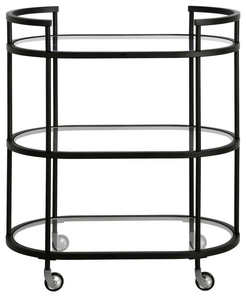 Leif 30'' Wide Oval Bar Cart in Blackened Bronze - Contemporary ...