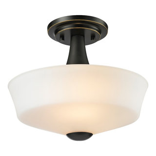 Z-Lite Montego 2-Light Semi Flush Mount, Coppery Bronze, Matte Opal ...