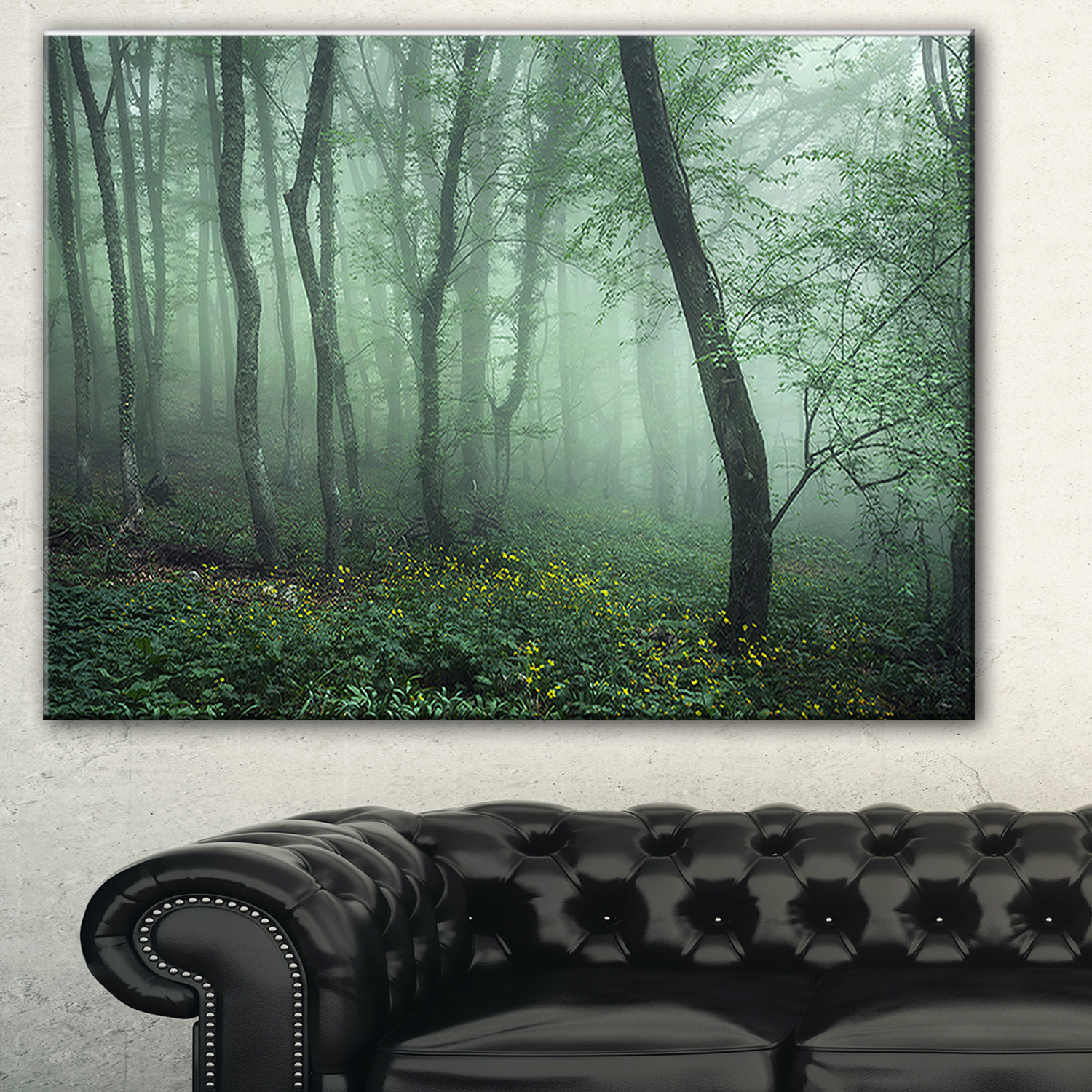 "Trail Through Dark Foggy Forest" Landscape Photo Wall Art, 60"x28 ...
