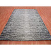 Domino Black Modern Wool and Silk Striae Design Hand Knotted Rug 8'x10 ...