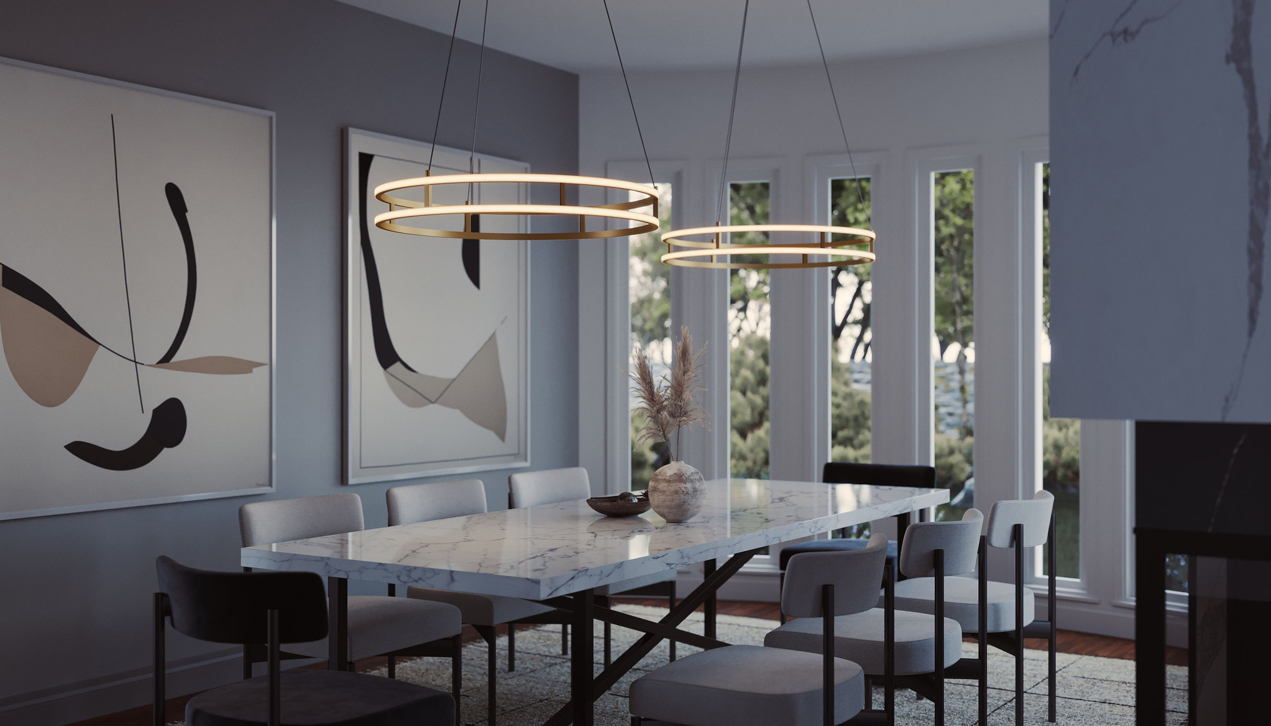 Gemini LED Pendant, 24" - Modern - Pendant Lighting - by AFX, Inc. | Houzz