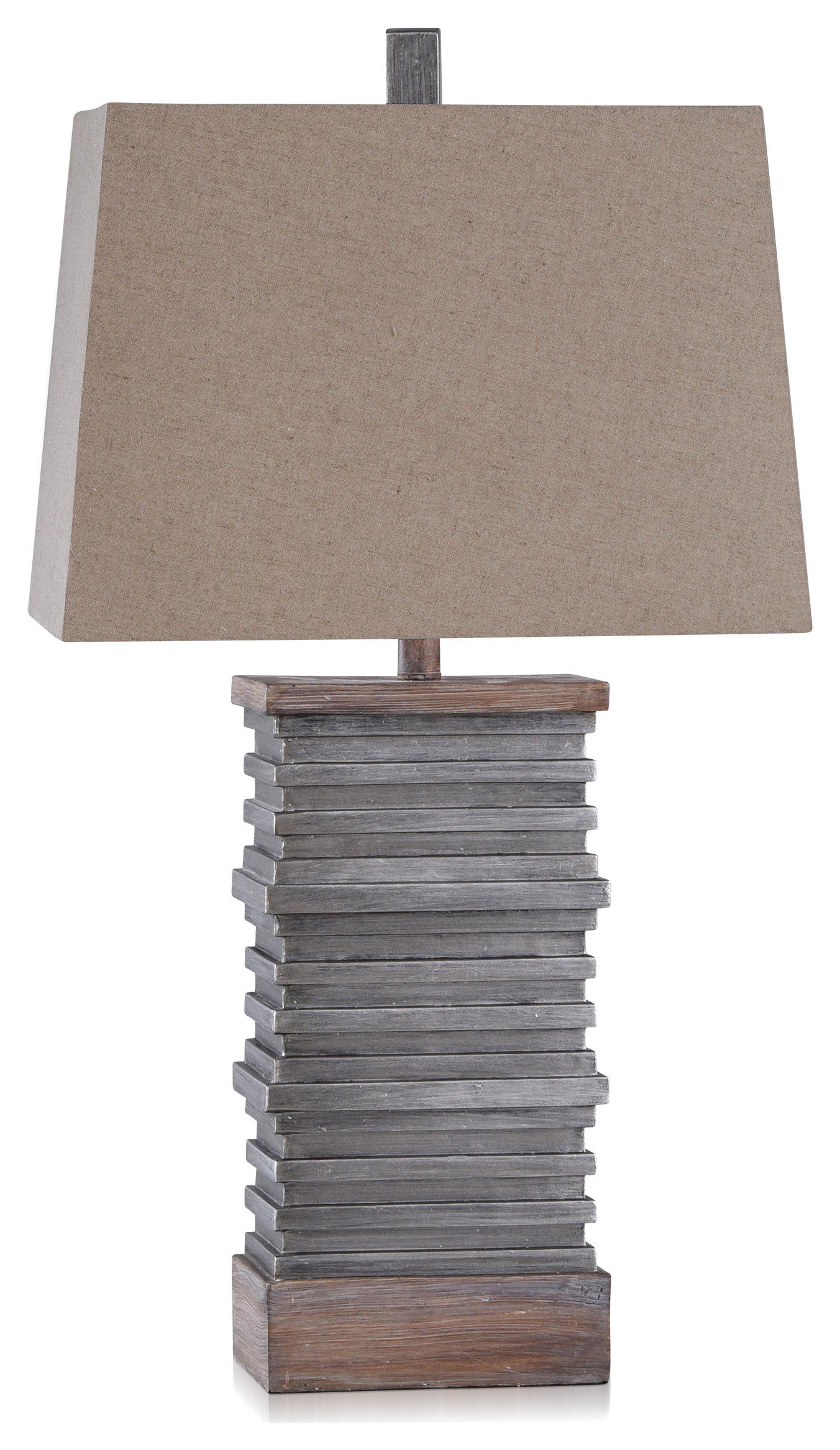 Casual Stacked Plate Design Table Lamp Slate and Sepia - Farmhouse ...