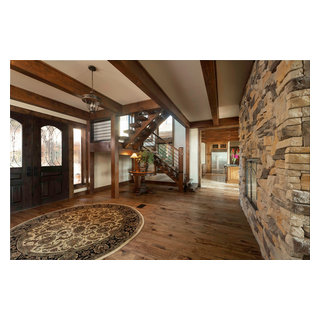 Mountain Style Timber Frame Luxury Home Entry - Cedar Creek Reservoir ...