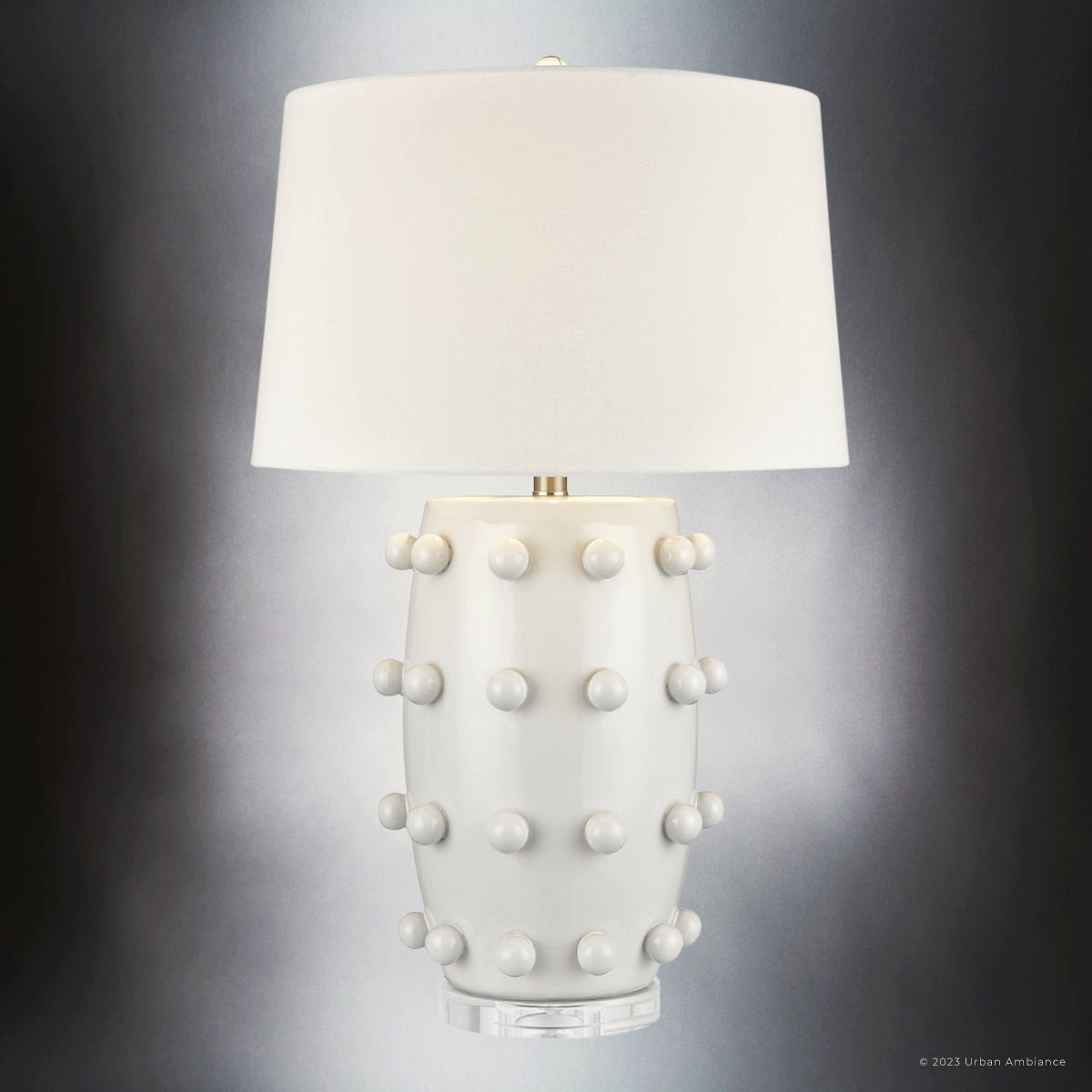 Transitional Table Lamp 15''W x 15''D x 28''H, White Glazed Finish ...