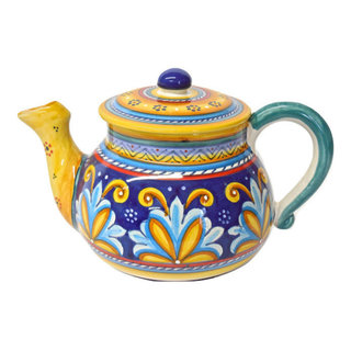 Deruta Ceramiche Sberna Antico Geometrico Teapot - Mediterranean ...