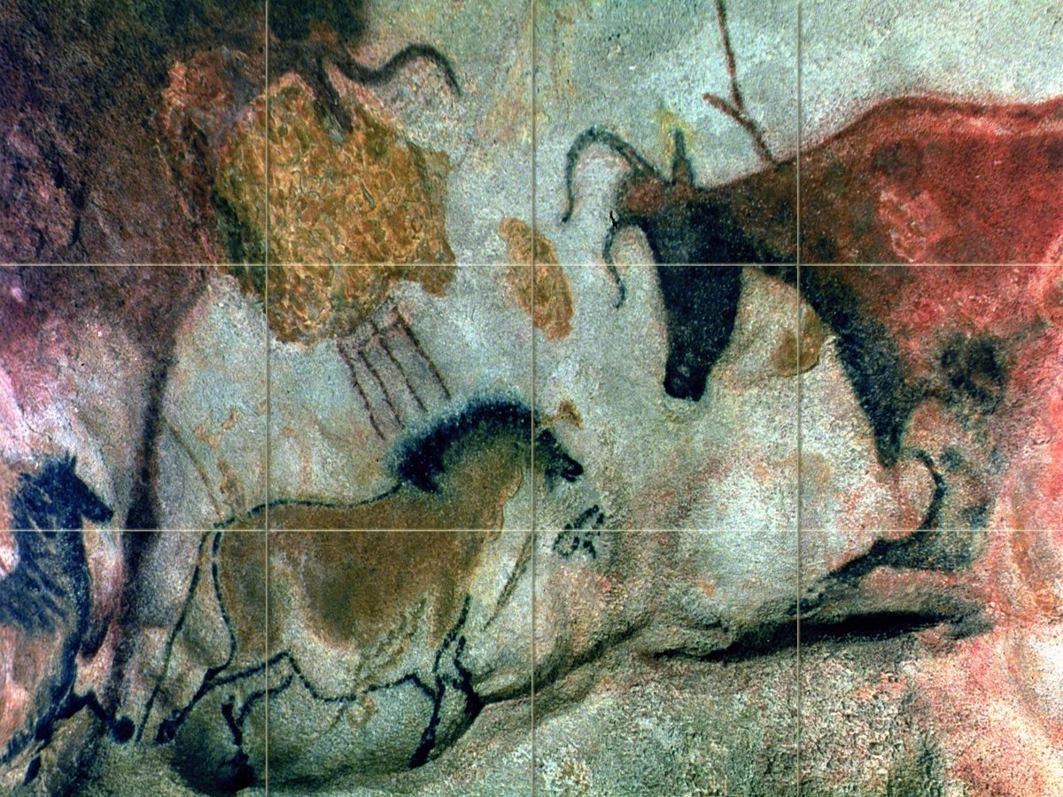 Tile Mural Cave Painting, Caves and Rock Parietal Art V, 4.25" Ceramic ...