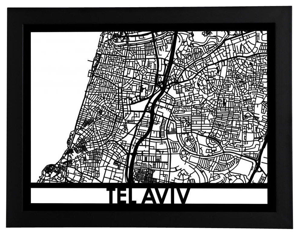 Tel Aviv Street Map - Contemporary - Prints And Posters - by Cut Maps ...