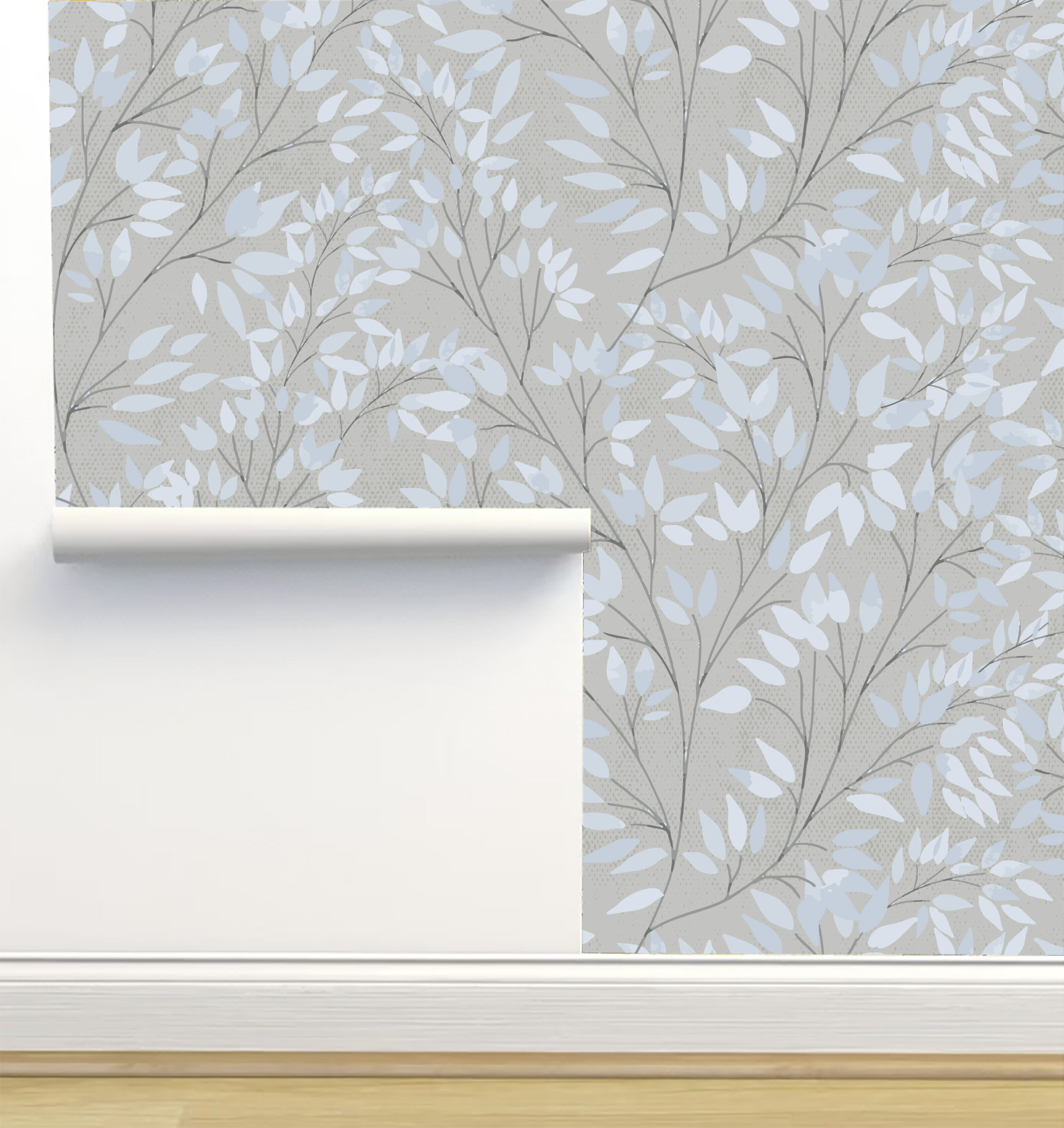 Blue Tree Wallpaper by Monor Designs, 24"x144" - Contemporary ...