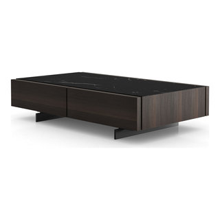 Fletcher Coffee Table in Smoked Oak and Black Marble Ceramic ...