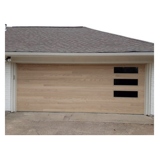Natural Oak Planks Panel Garage Doors - Traditional - Garage - Dallas ...