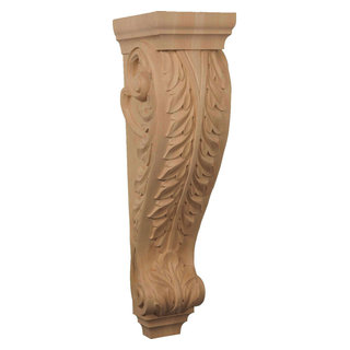 Small Fig Leaf Corbel, Alder, 2 5/8"Wx3 3/4"Dx6 5/8"H, 6-Pack, 8"Wx9 ...