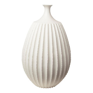 Sawtooth Large Rustic White Vase - Transitional - Vases - by Lighting ...