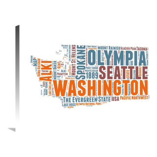 "Washington Word Cloud Map" Fine Art Print, 32" x 24" - Modern - Prints ...