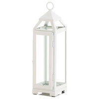 Small Country White Open Top Lantern - Transitional - Candleholders ...
