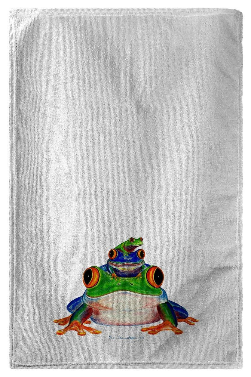 Betsy Drake Stacked Frogs Kitchen Towel, One Size - Contemporary - Dish ...
