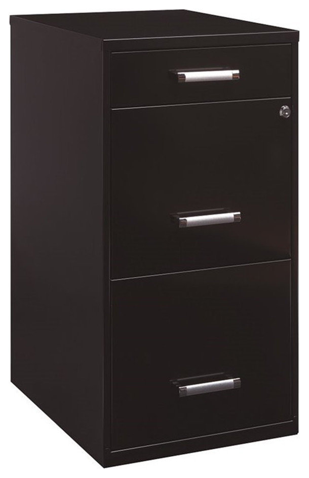 Cooper 3-Drawer Modern Metal File Cabinet with Pencil-Drawer in Black ...