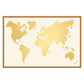 Gold Leaf World Map, Giclee Reproduction Artwork, 66.75x43.75 ...