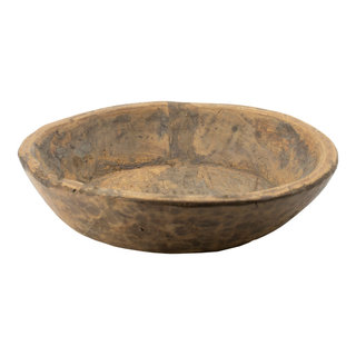 Carved Wooden Decorative Bowl D21.5x4.5" - Rustic - Decorative Bowls ...