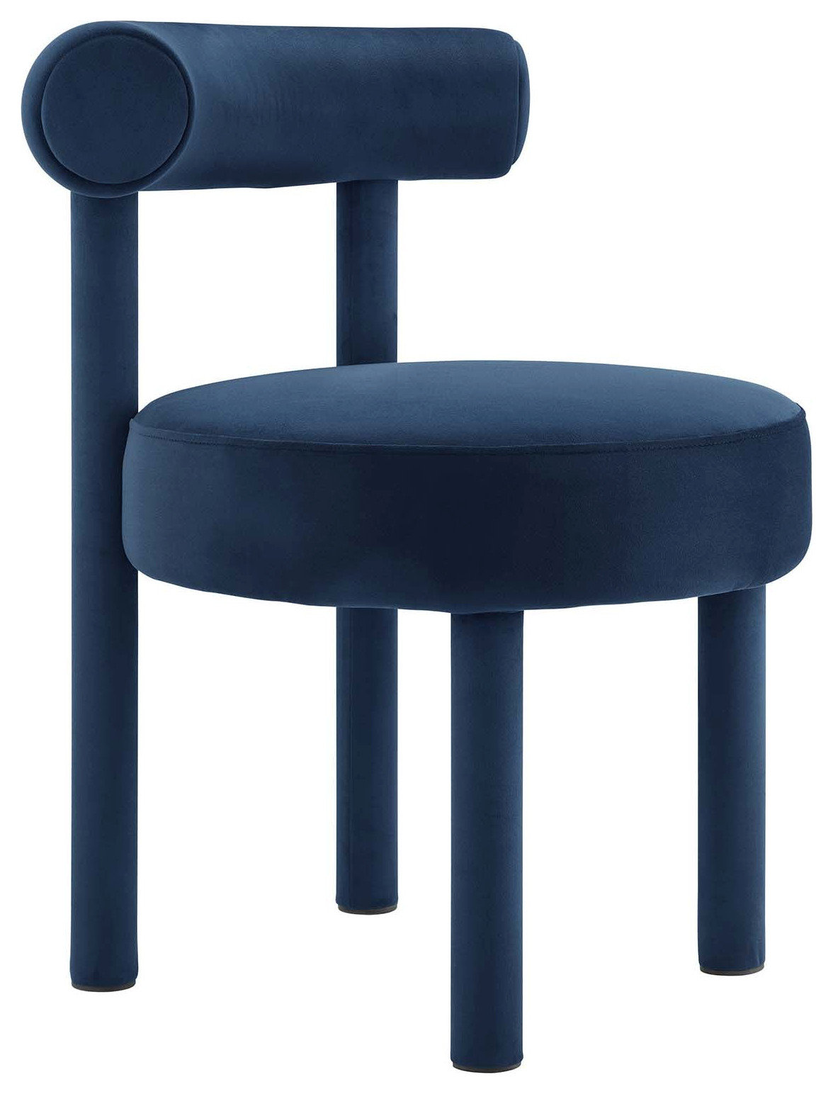 Toulouse Performance Velvet Dining Chair, Curved Round Bolster Side ...