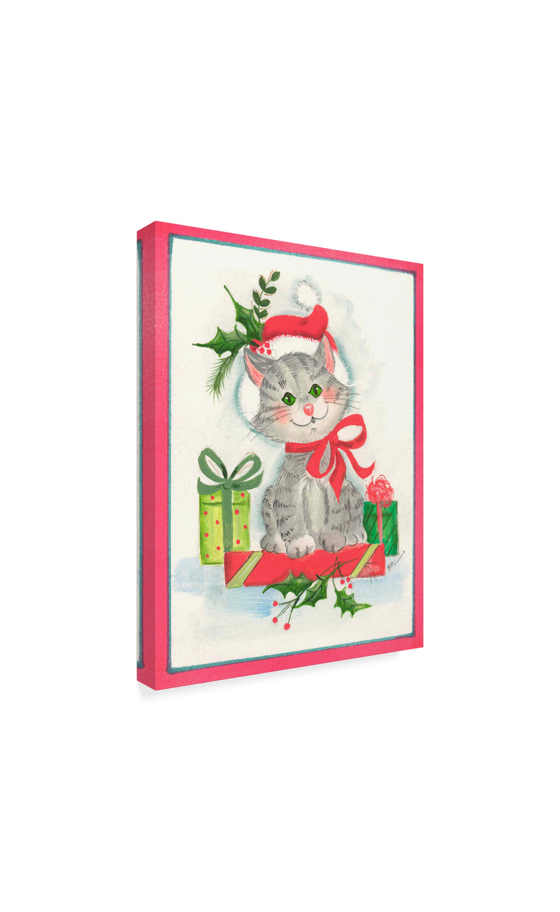 Beverly Johnston 'Gray Christmas Cat' Canvas Art, 35"x47", 35"x47 ...
