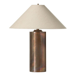 Seaton Table Lamp Iridescent Acid Wash, Cream Slub Linen - Contemporary ...