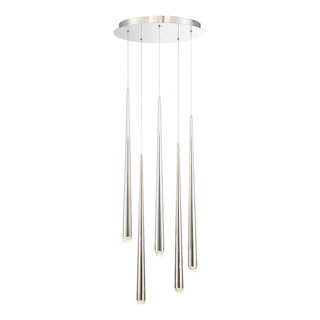 Modern Forms Cascade LED 5-Light Round Chandelier in Polished Nickel ...