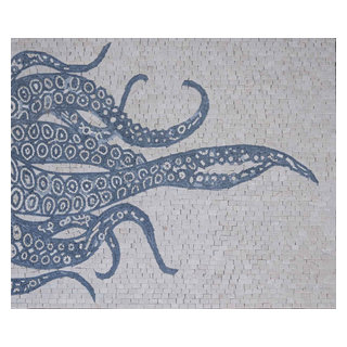 Marble Mosaic Art - Octopus Mosaic, 36" x 31" - Beach Style - Tile ...