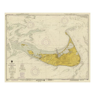 "Nautical Chart - Nantucket Island ca. 1975 - Sepia Tinted" Paper Art ...
