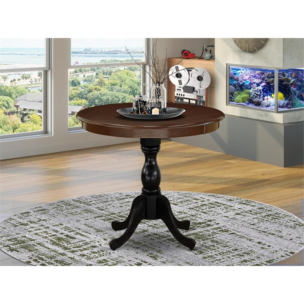 AMT-MBL-TP - Round Table for Compact Space - Mahogany Top & Black ...