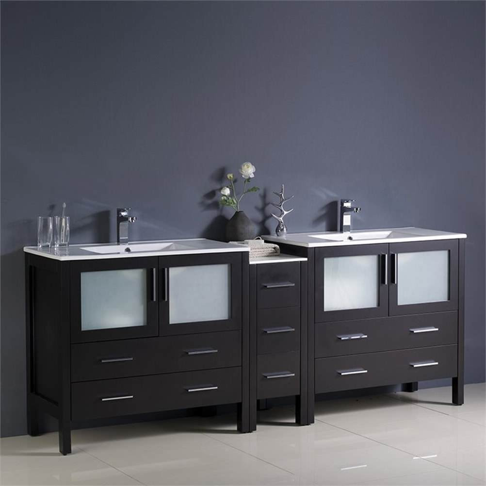 Fresca Torino 84" Espresso Double Sink Bathroom Cabinets with ...