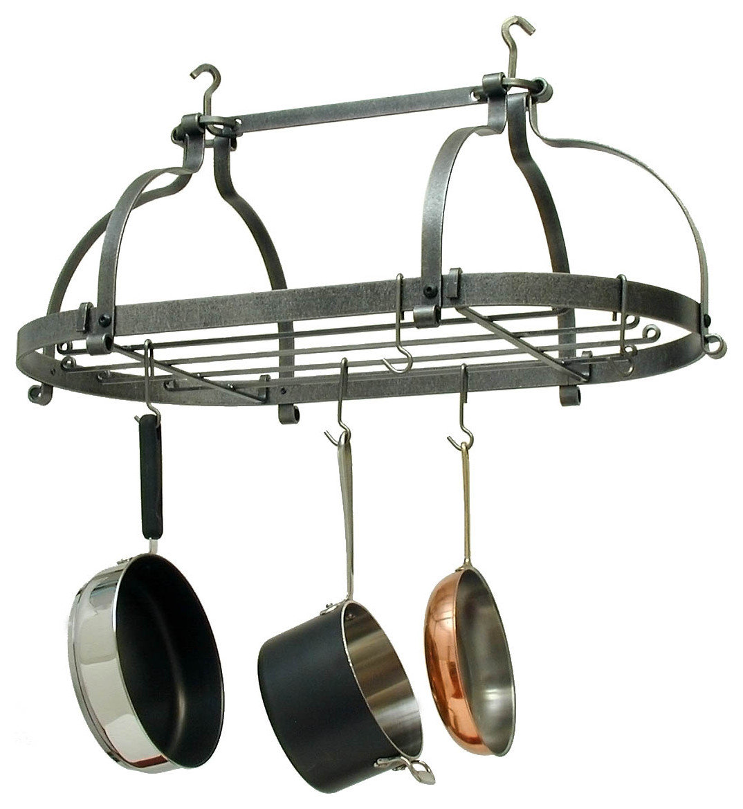 Handcrafted Double Dutch Crown Ceiling Rack w 18 Hooks Hammered Steel ...