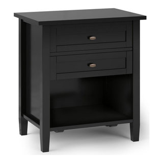Maklaine Transitional Solid Wood Bedside Nightstand Table in Black ...