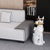 White Resin Dog Sculpture Cute End Side Table With Metal Storage Tray ...